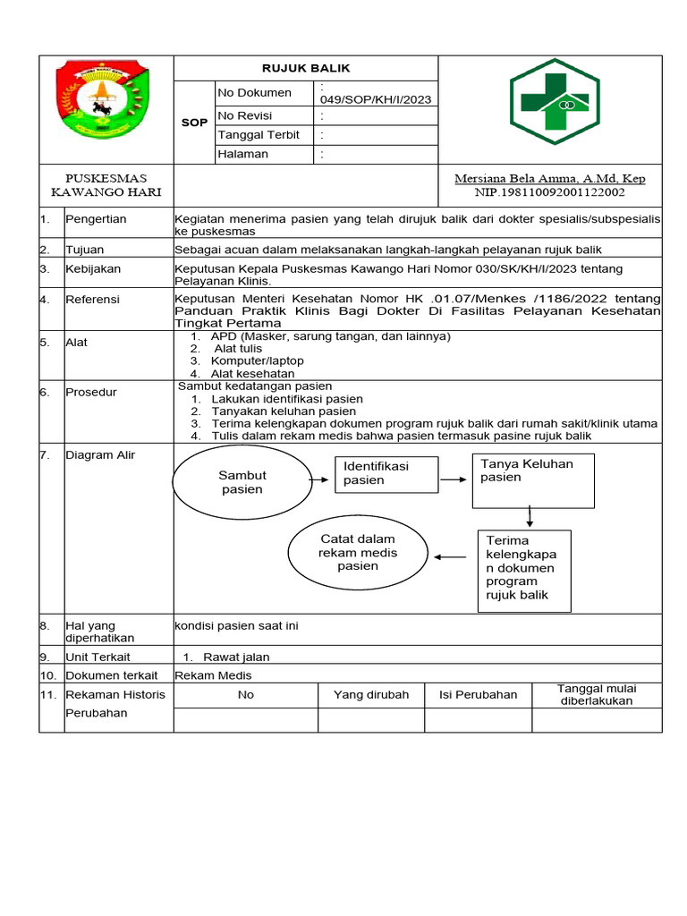 3.7.2.a SOP RUJUK BALIK 00 | PDF