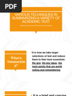Lesson 3 Techniques in Summarizing Variety of Academic Text | PDF | Language Arts & Discipline ...