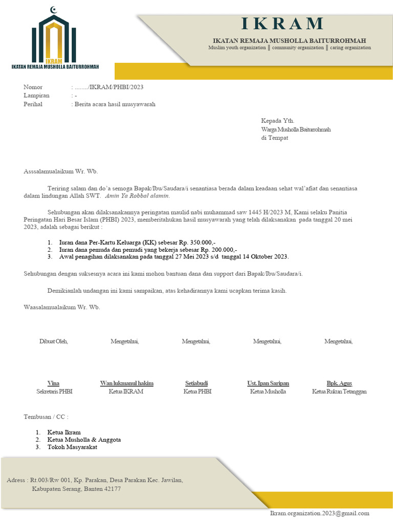 Kop Surat Ikram 2023 | PDF