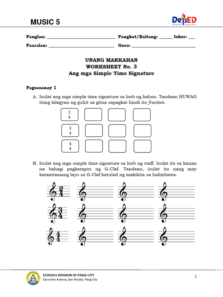 MUSIC 5 - Q1 - DW3 | PDF