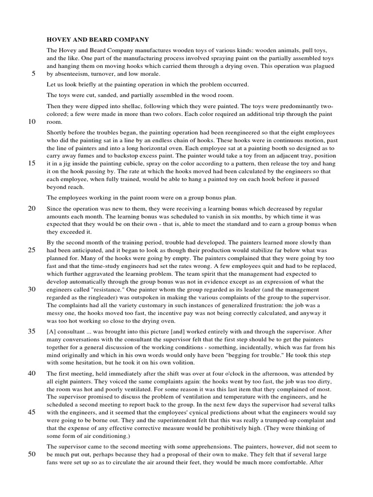 Hovey and Beard Case Study | PDF