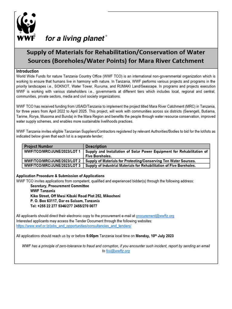 Advert-Water Source Rehabilitation 23 June | PDF