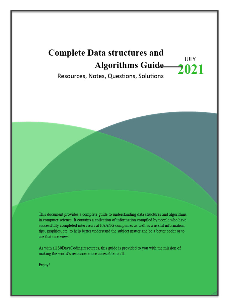 Complete Data Structures and Algorithms Guide 30DaysCoding | PDF ... Complete Data Structures and Algorithms Guide 30DaysCoding | PDF ...