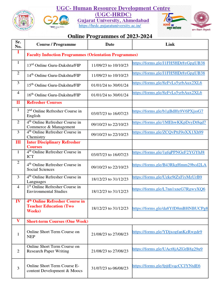 Online HRDC Courses 2023-2024 | PDF