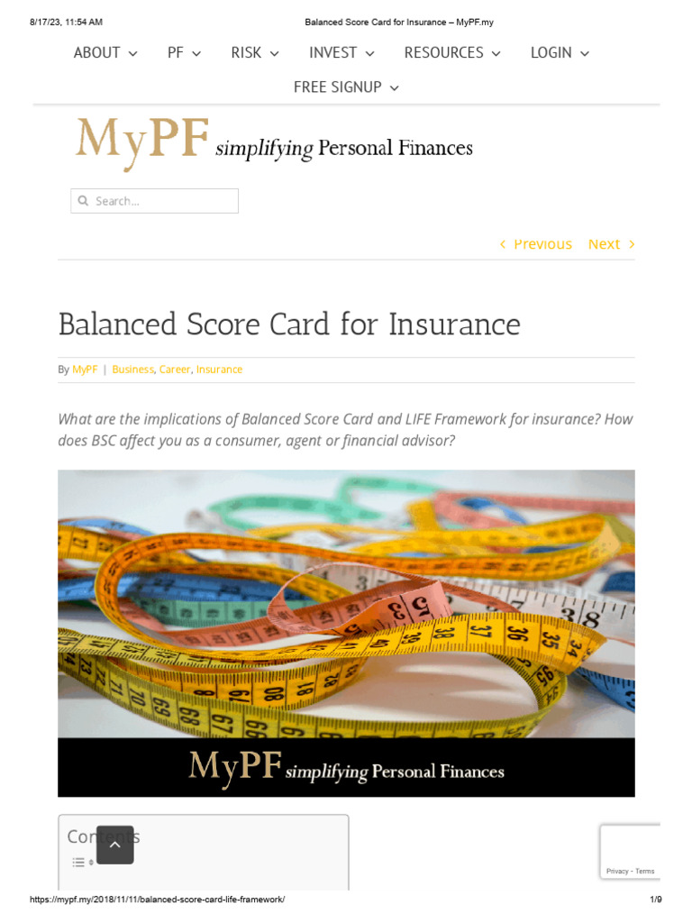 Balanced Scorecard in Insurance | PDF | Insurance | Financial Adviser
