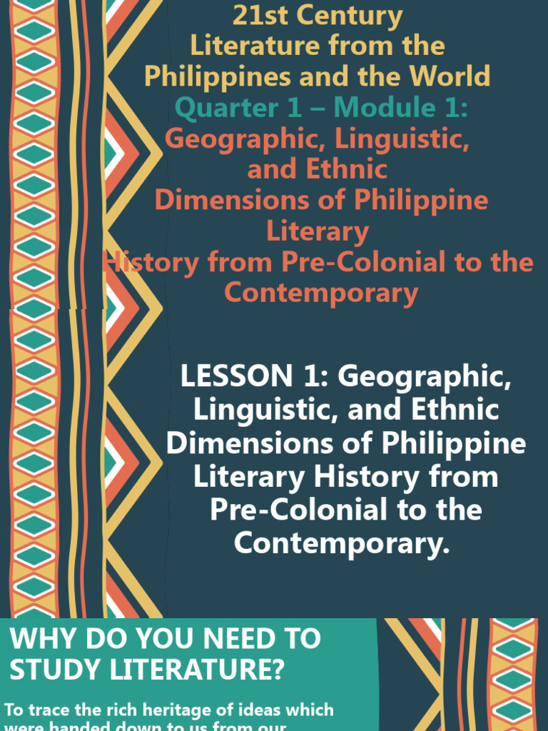 21st Century Module 1 Geographic Linguistic and Ethnic Dimensions of Philippine Literary History ...