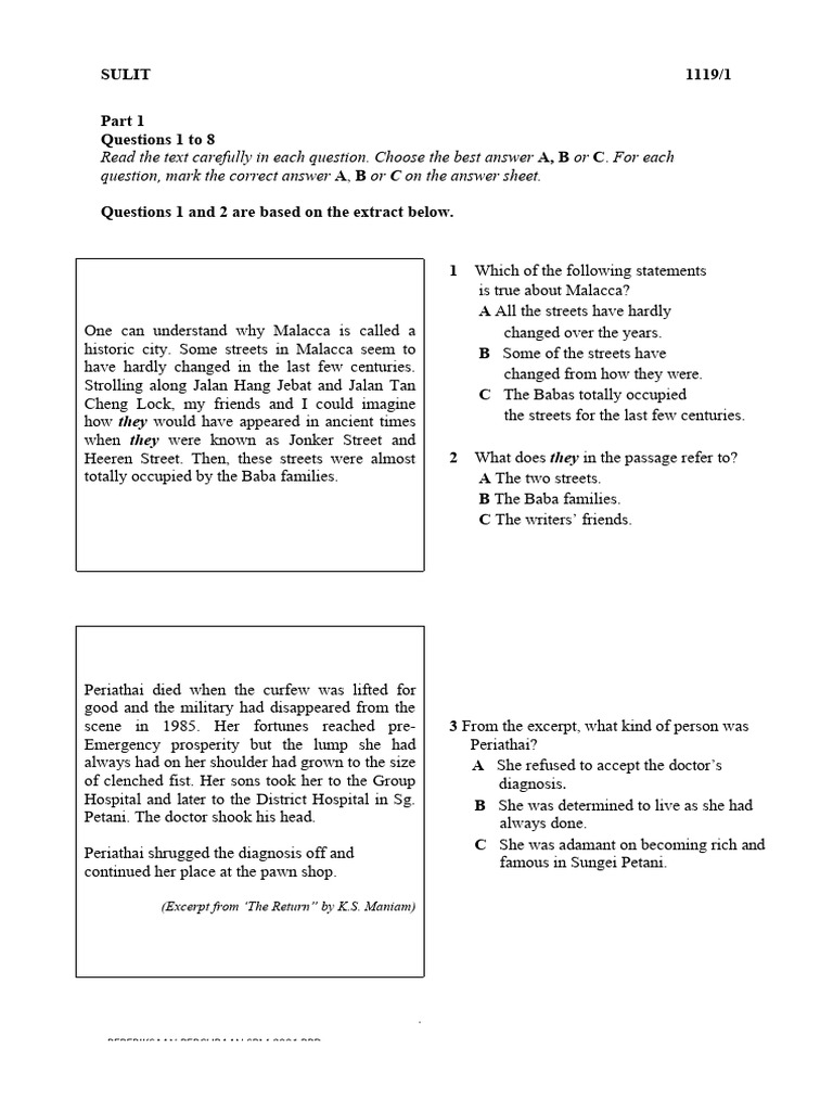 Kertas Trial English Sarawak (Saratok) K1 2021 | PDF | Educational Technology | Cats