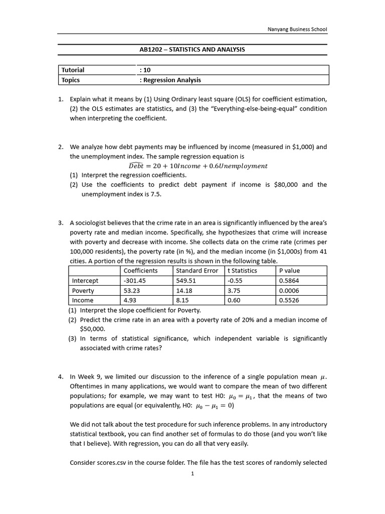 Tutorial 10 - Questions | PDF