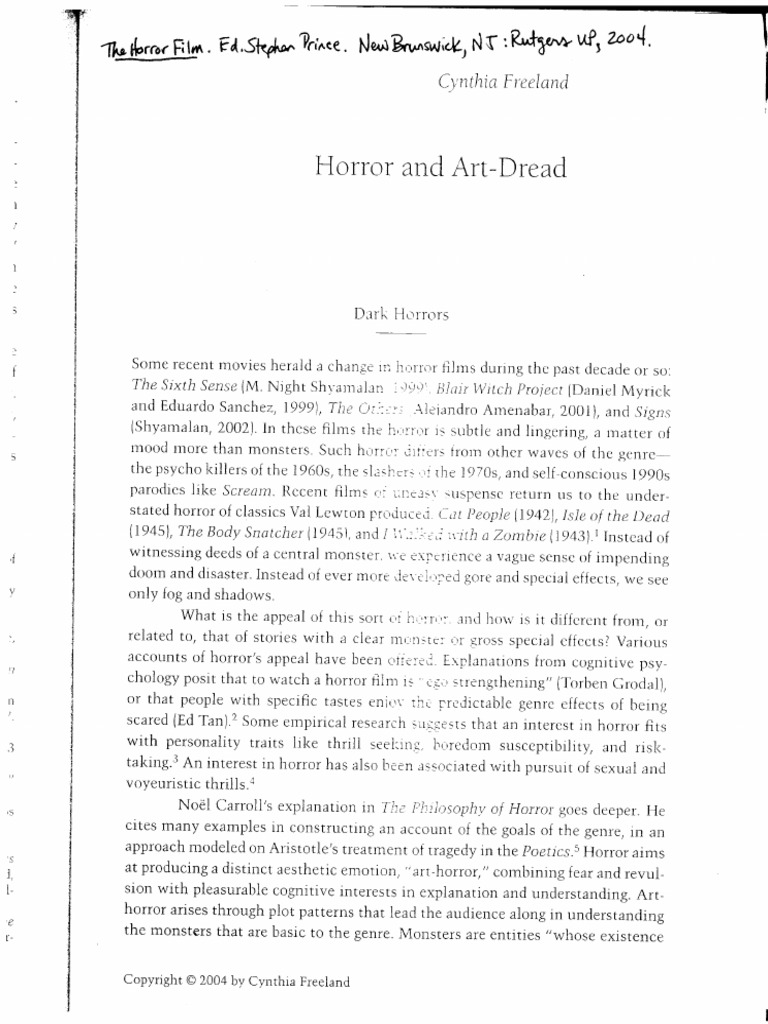 Freeland - Horror and Art Dread | PDF