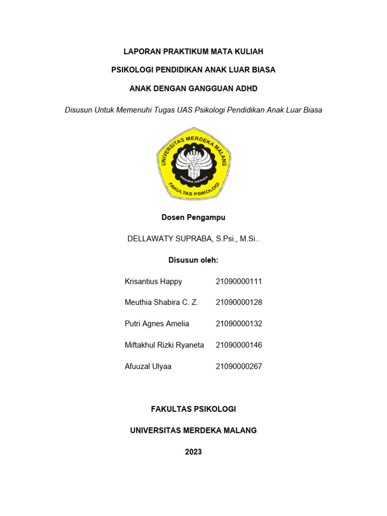 Kelompok 7 - Psi. Pend. ALB - Laporan Praktikum | PDF