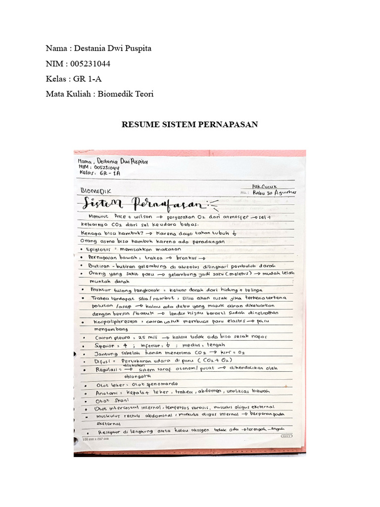 Resume Sistem Pernapasan | PDF