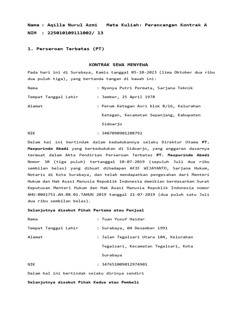 Contoh Komparisi Badan Usaha (PT, CV, Yayasan, Firma, Koperasi) | PDF