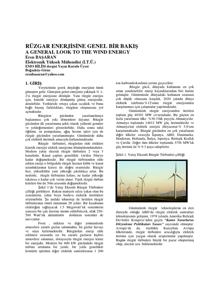 RUZGAR ENERJISiNE GENEL BR BAKIS A GENER | PDF