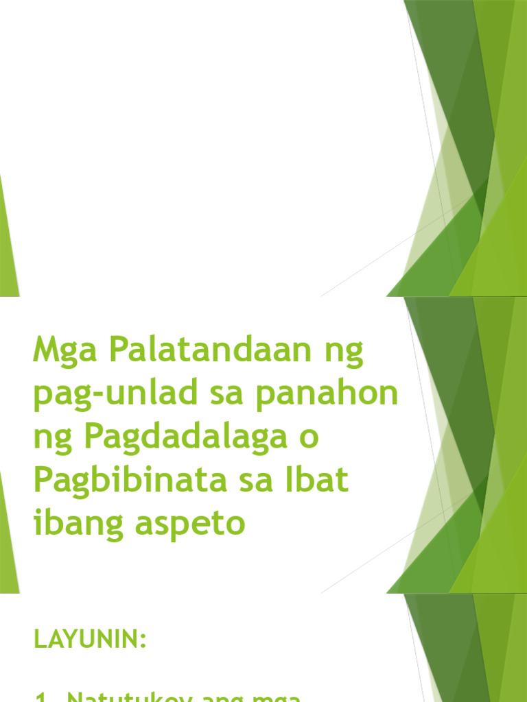 Q1 2nd Day Lesson Mga Palatandaan Ng Pag Unlad Sa Panahon Ng Pagdadalaga Pdf