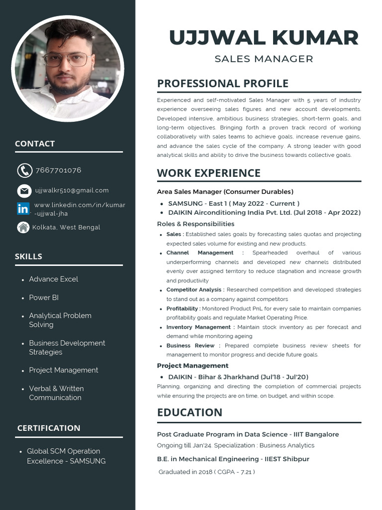 Ujjwal Kumar Resume | PDF | Sales | Financial Economics