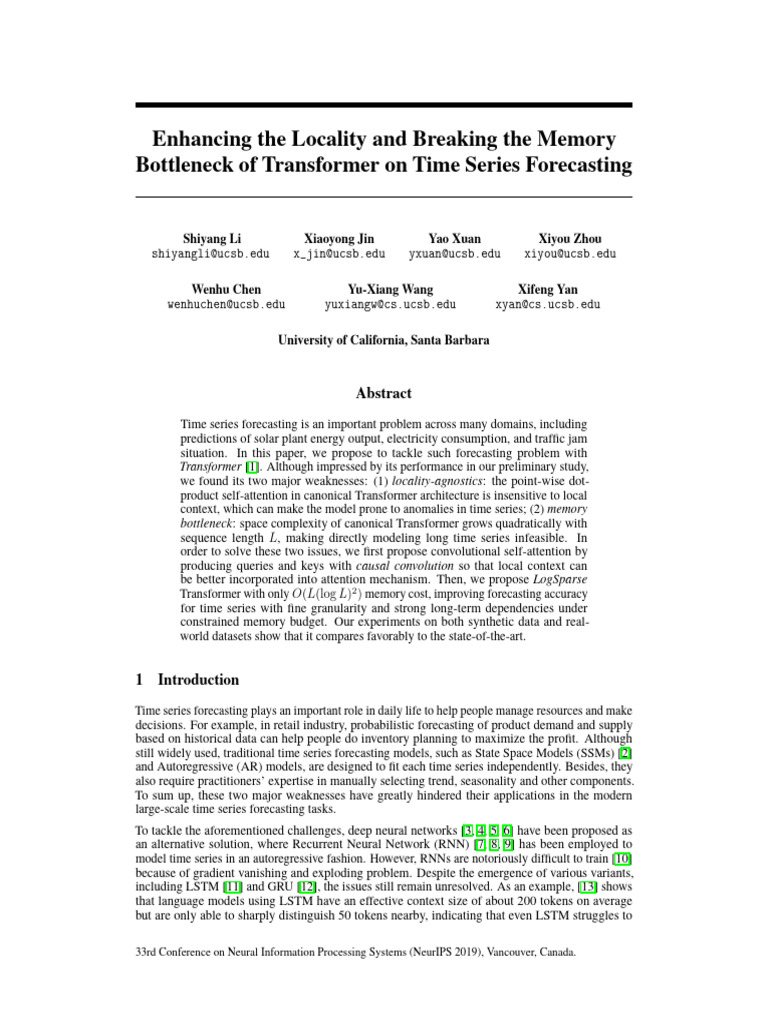Enhancing The Locality and Breaking The Memory Bottleneck of Transformer On Time Series ...