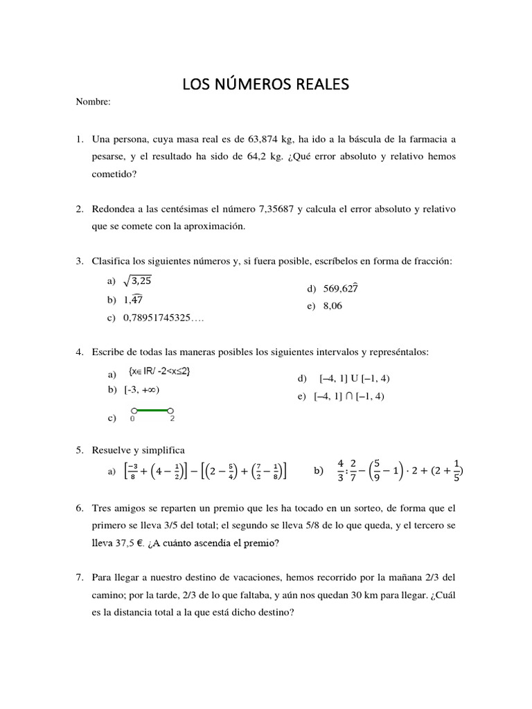 Examen 3ESO. Números + Fracciones | PDF