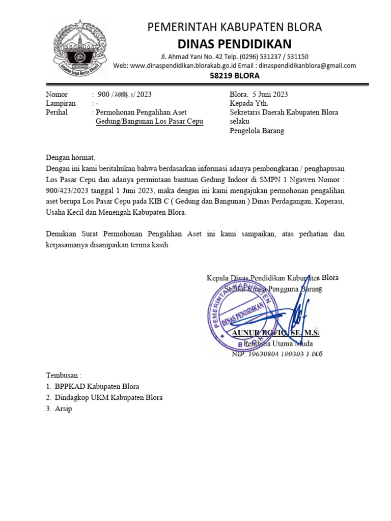 Contoh Revisi Surat Dinas | PDF