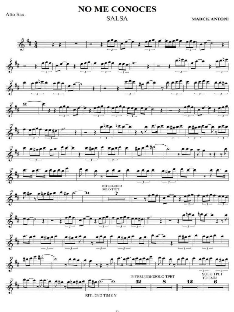 No Me Conoces, Sax Alto | PDF