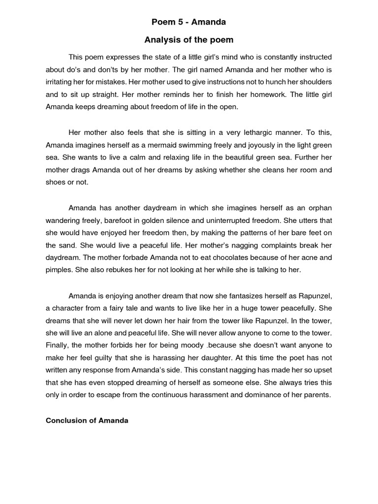 Poem 5 Amanda Fair Notes | PDF | Rapunzel | Rhyme