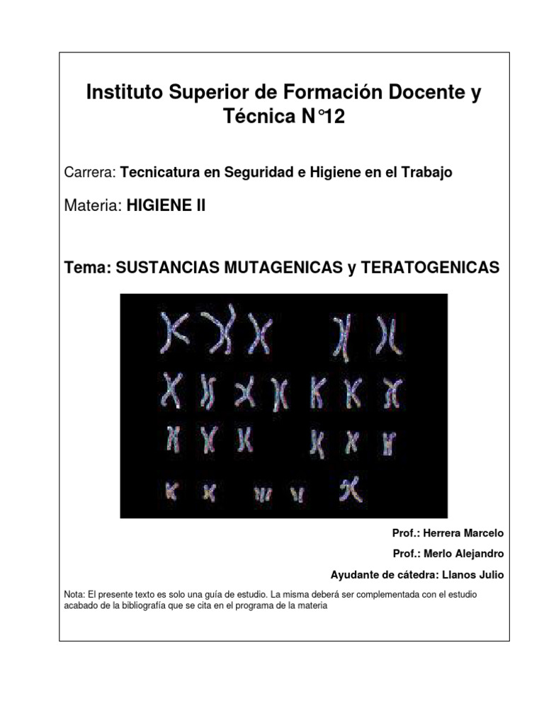 Sustancias Mutagenicas y Teratogenicas | PDF | Mutación | Mutageno
