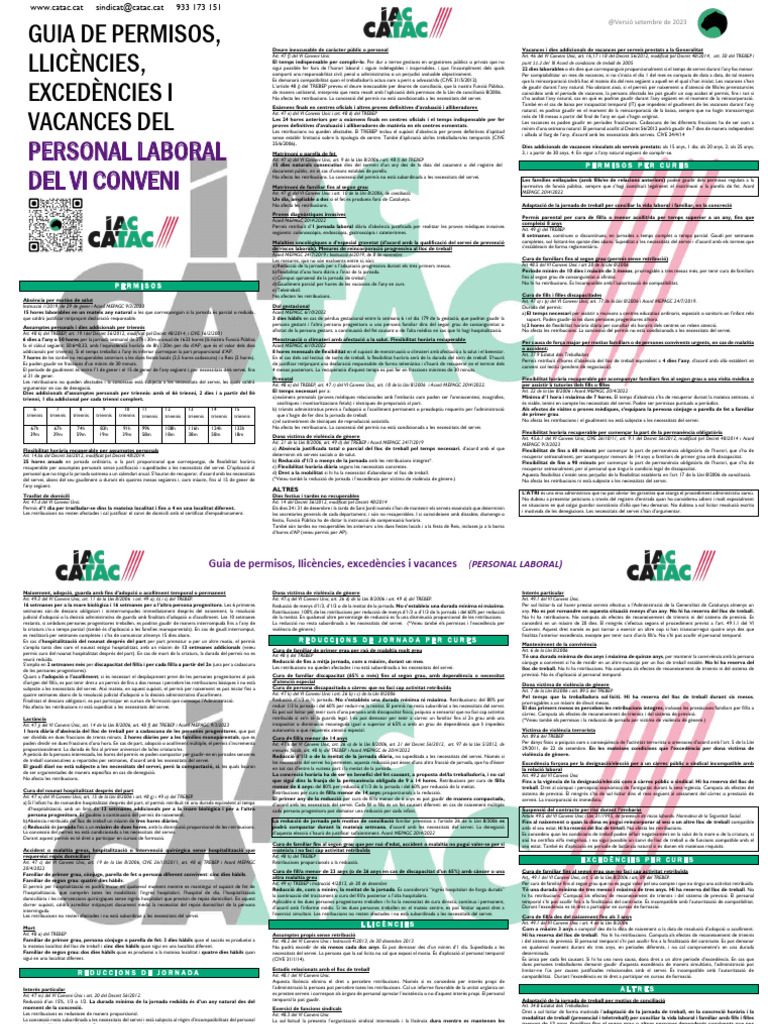 Guia Permisos Laboral IAC CATAC Setembre 23 | PDF