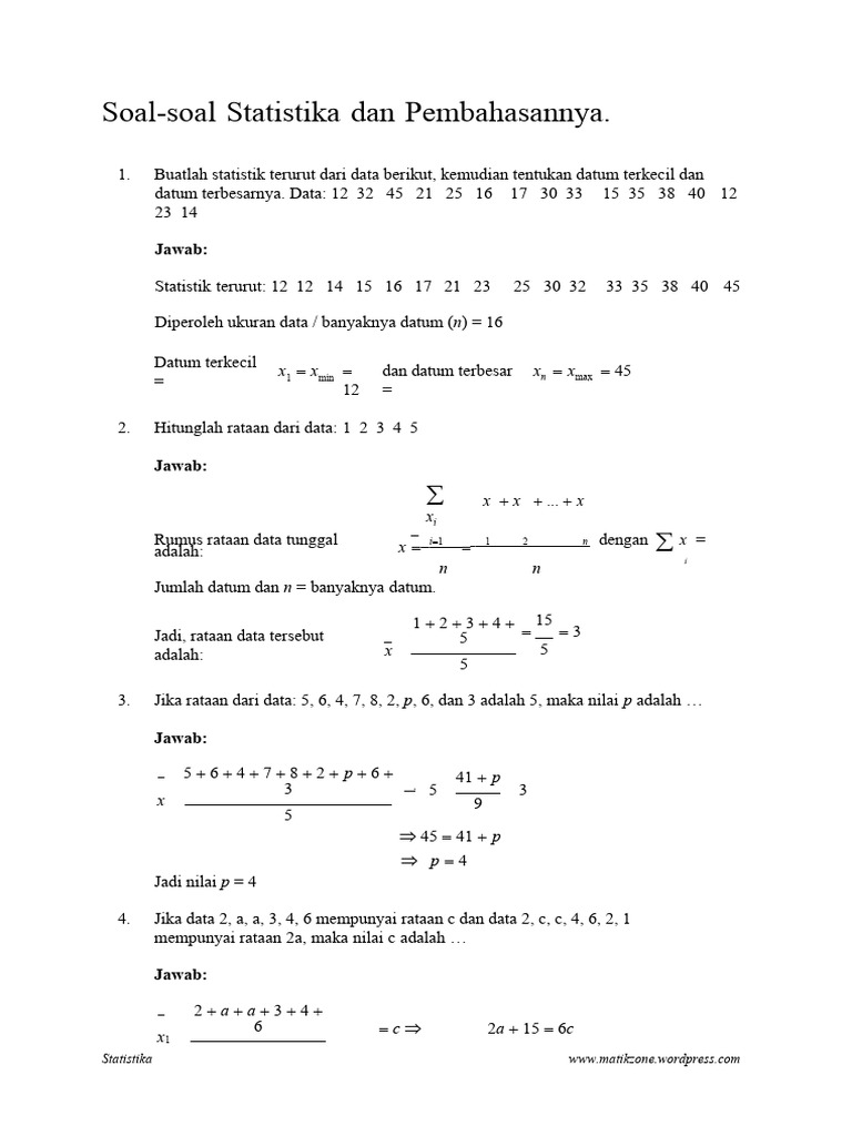 Susulan UH 2 MTK, Soal Statiska Dan Pembahasan | PDF
