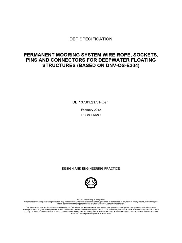 Permanent Mooring System Wire Rope, Sockets, Pins and Connectors For ...
