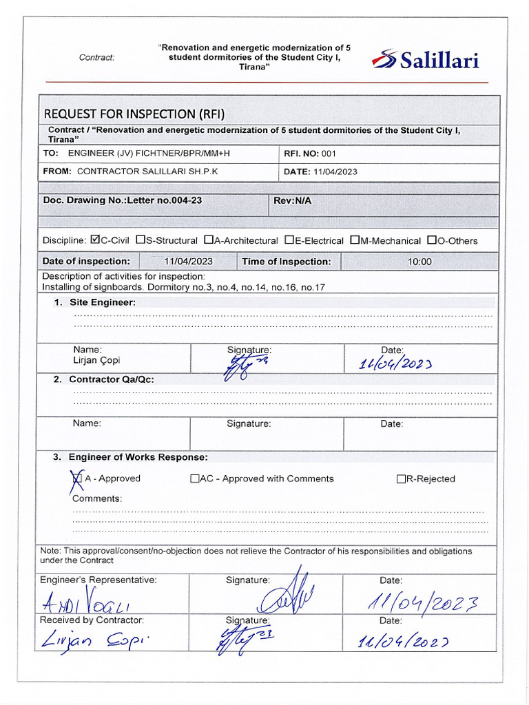 RFI 001 Signboards | PDF