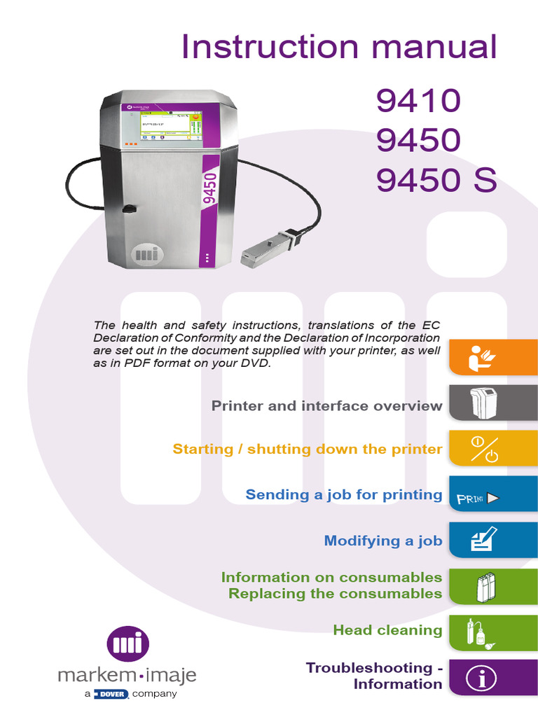 Instruction Manual 9410 9450 9450 S: Starting / Shutting Down The Printer | PDF | Printer ...