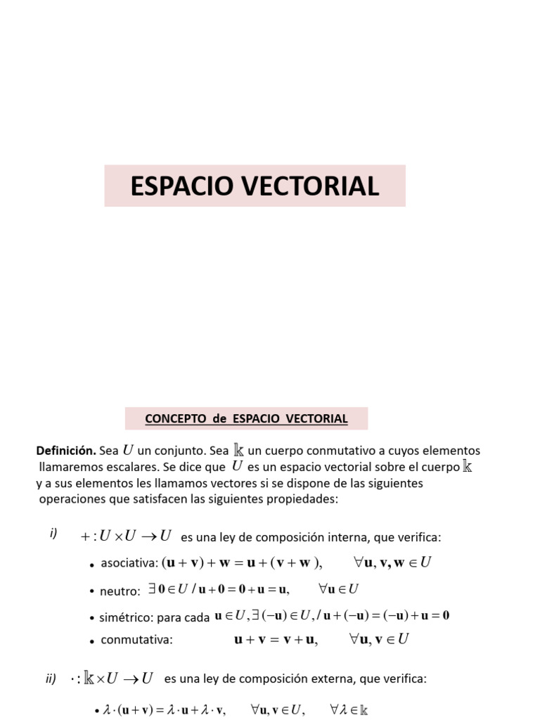 TEMA 1 ESPACIO VECTORIAL (Primera Parte) | PDF | Espacio vectorial | Vector Euclidiano
