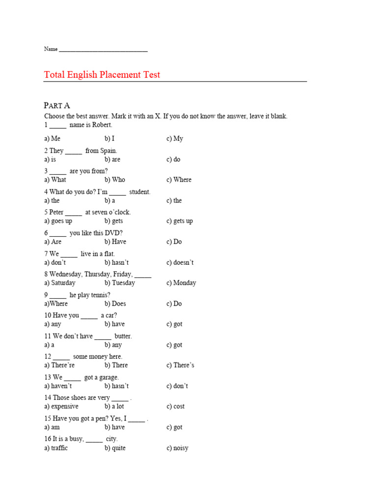 Placemnt Test | PDF | Teaching Methods & Materials