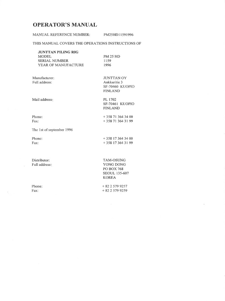 Operators Manual PM25HD | PDF