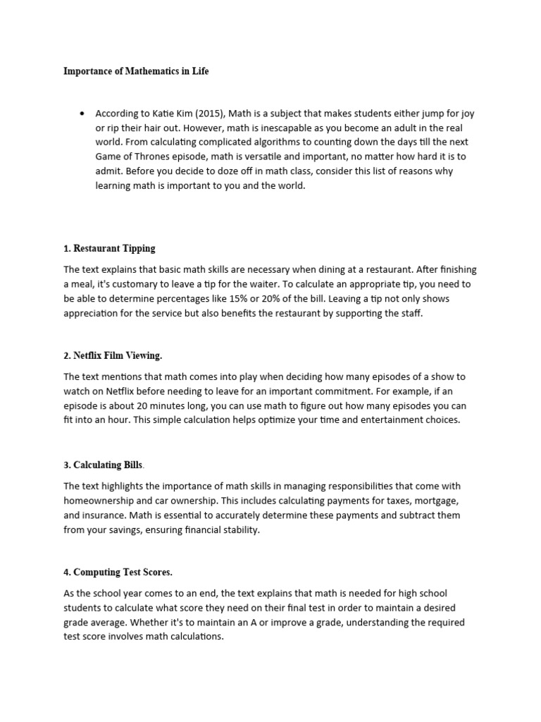 Importance of Mathematics in Life Done | PDF | Mathematics | Science