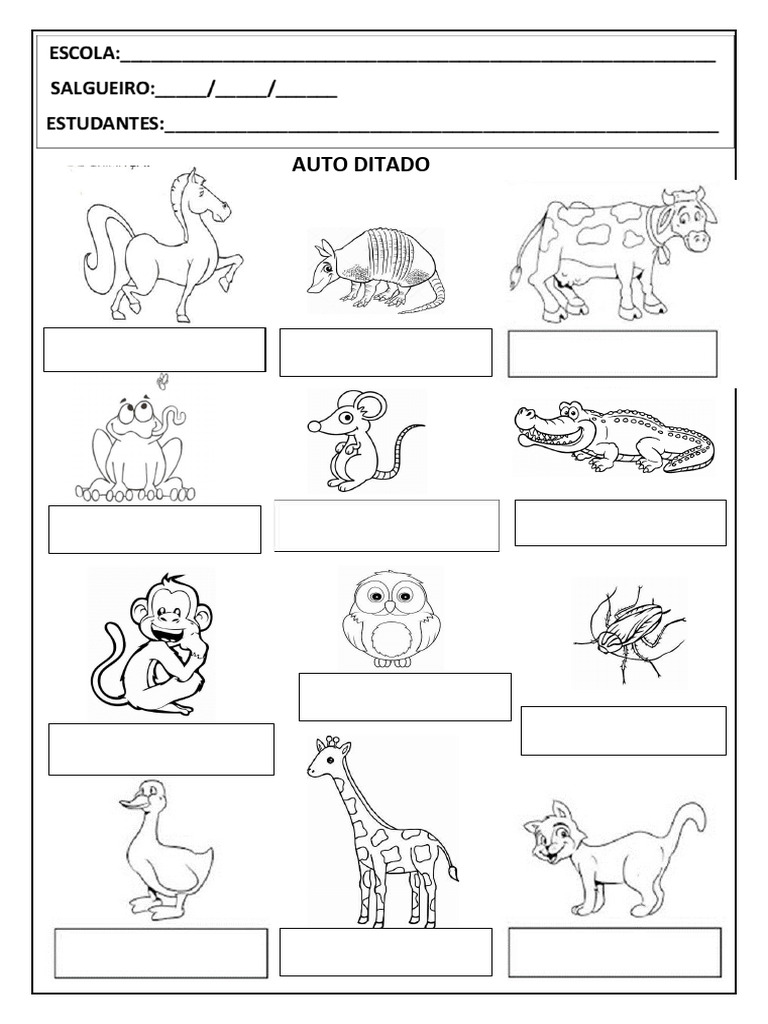 Auto Ditado Nome de Animais | PDF