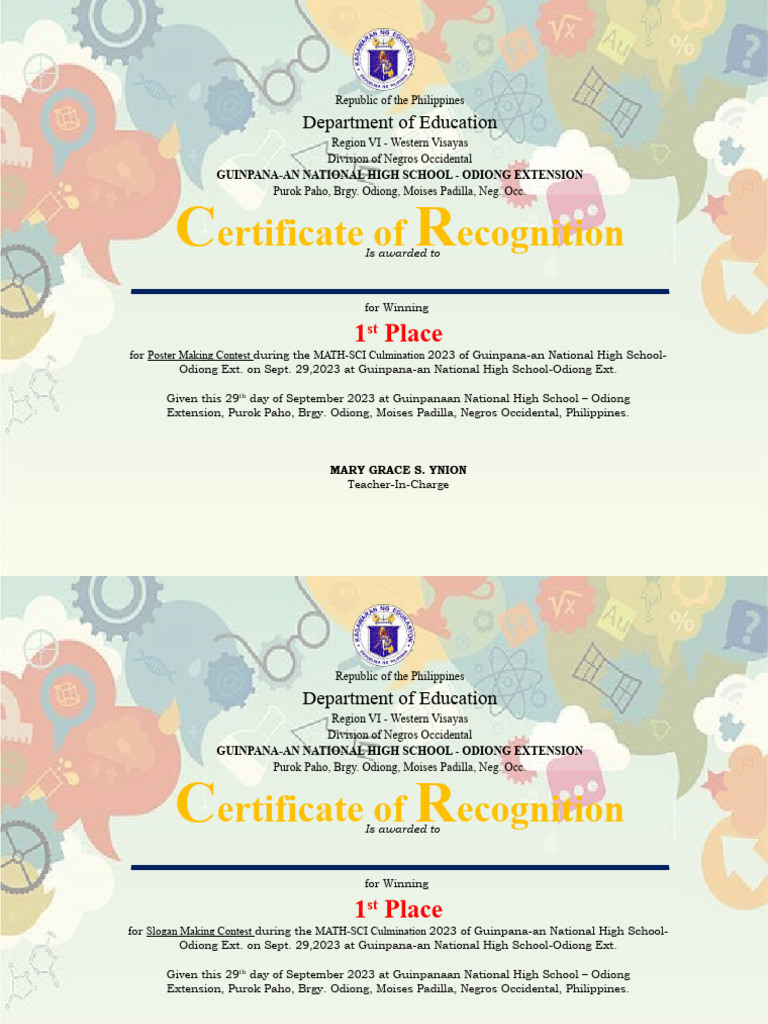 Math-Sci Culmination 2023 Awards | PDF | Philippines