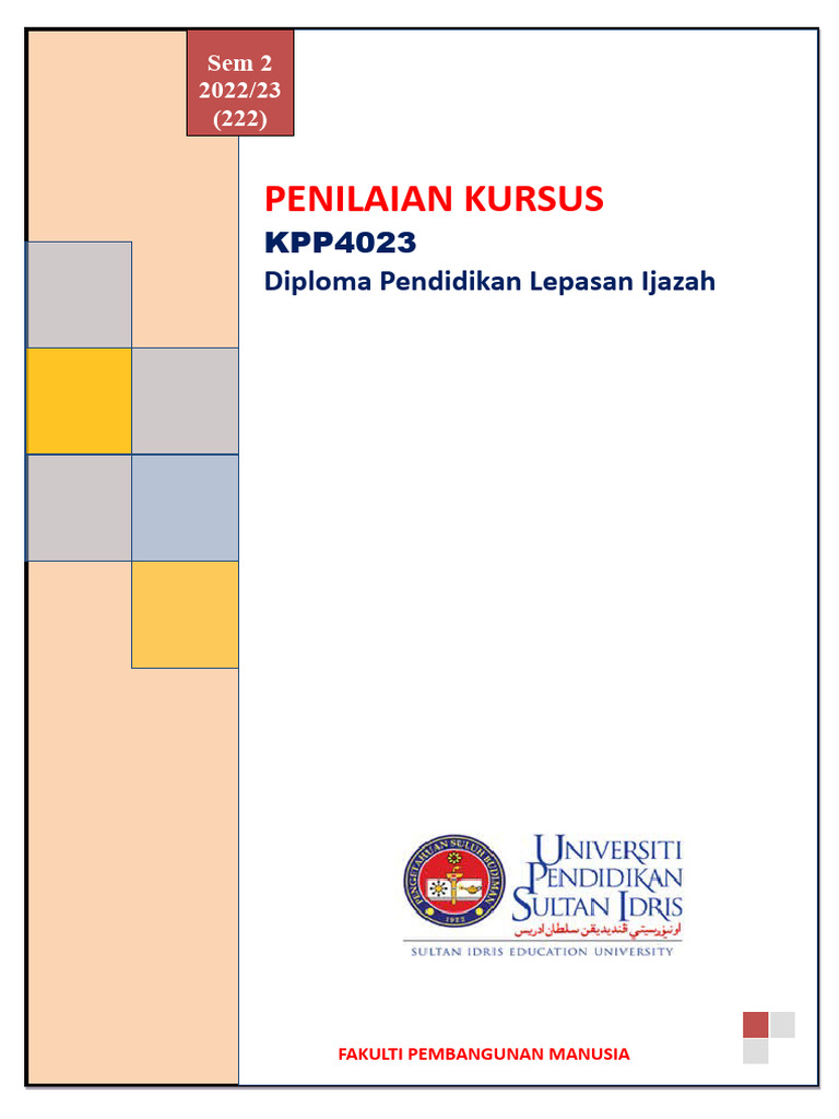 KPP4023Penilaian Kursus 222 | PDF