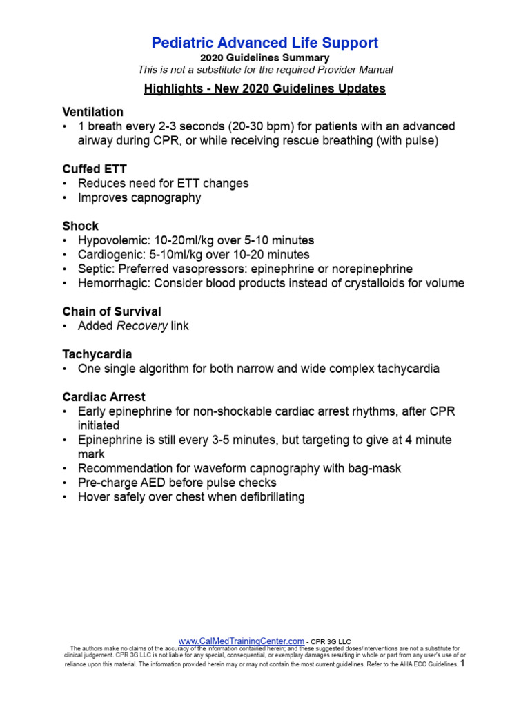 BLS PALS 2020 Summary | PDF | Wellness | Science & Mathematics