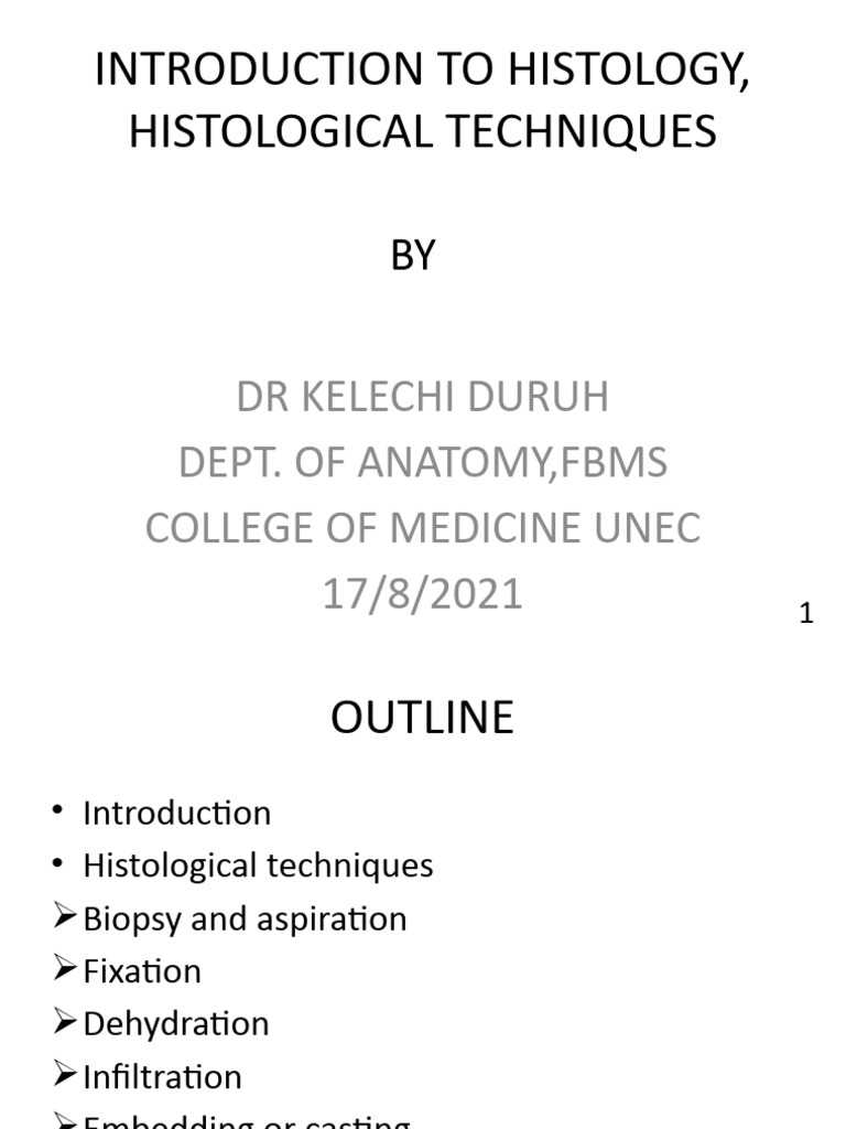 Introduction To Histology Histological Techniques Lecture Yr2 Pdf