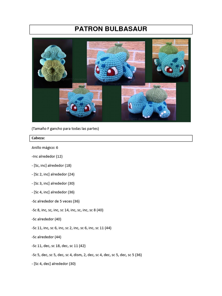 BULBASAUR Pokemon. | PDF