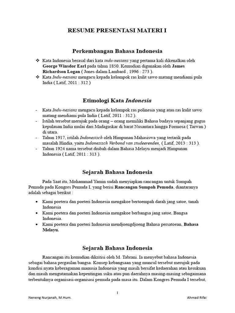 Resume Presentasi Materi I | PDF