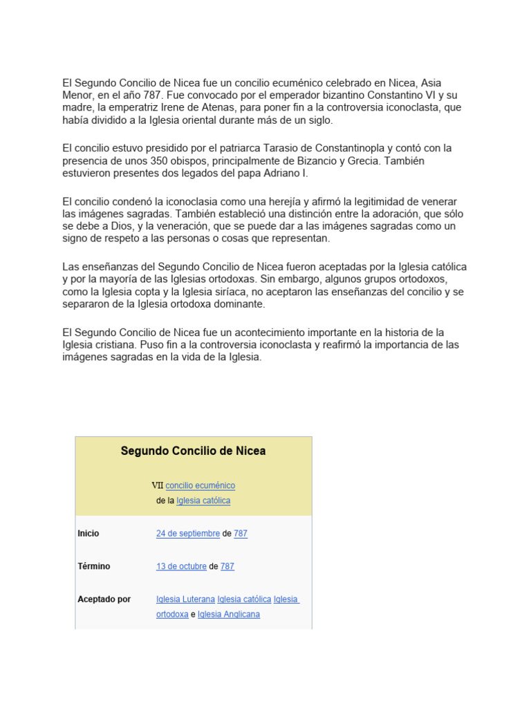 El Segundo Concilio de Nicea II | PDF | Familias denominacionales ...