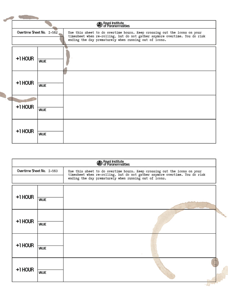 Overtimesheets A4 English v1 | PDF