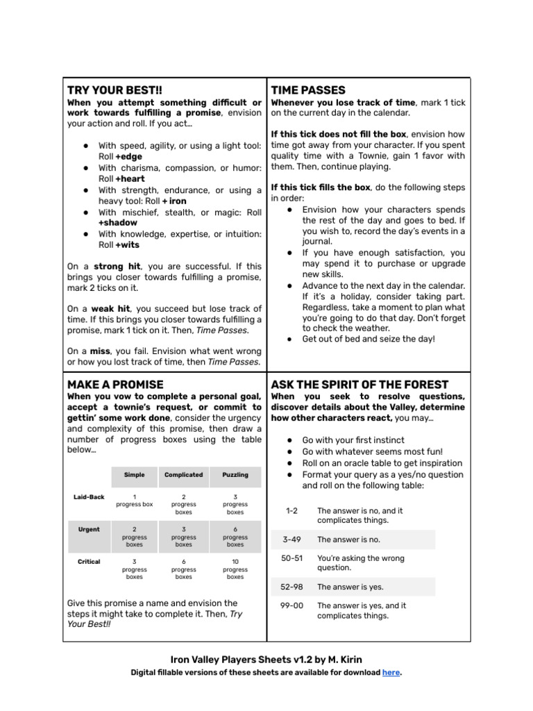 Iron Valley Moves | PDF