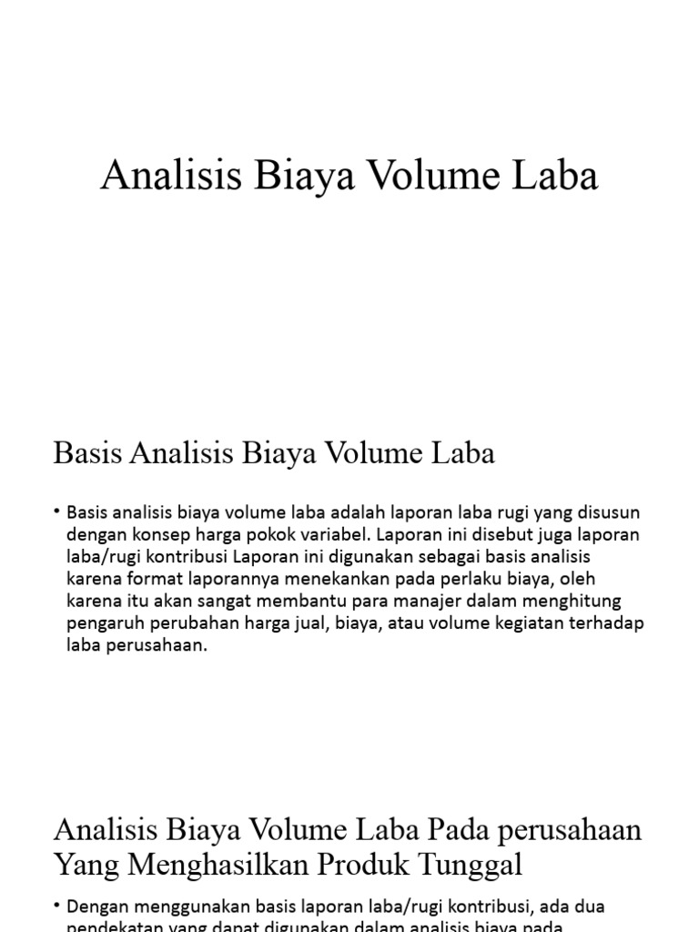 Analisis Biaya Volume Laba | PDF