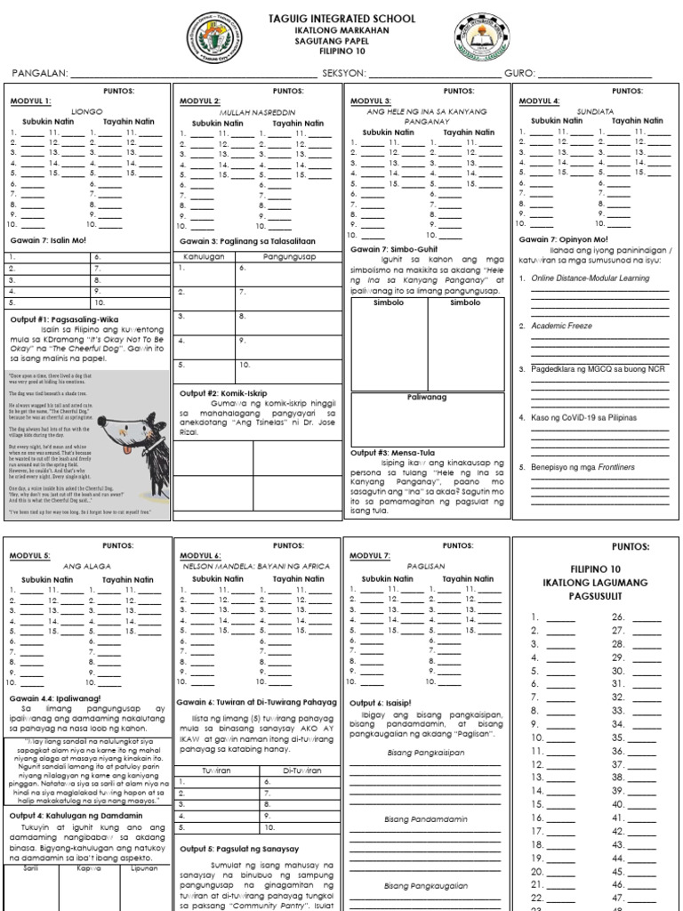 Filipino 10 Module Activities Guide | PDF