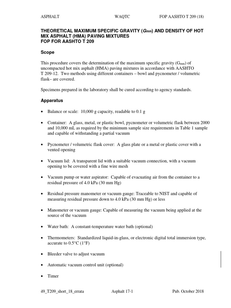 THEORETICAL MAXIMUM SPECIFIC GRAVITY (GMM) | PDF