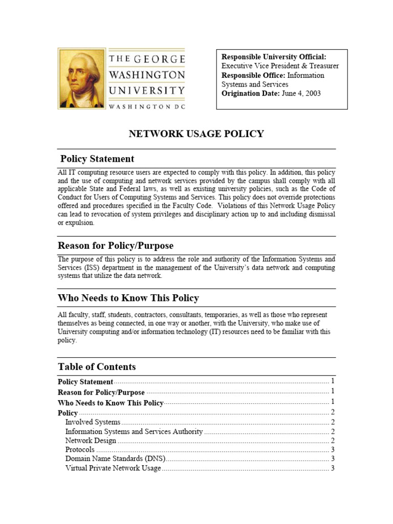 NetworkUsage Policy Template | PDF | Computer Network | Information ...