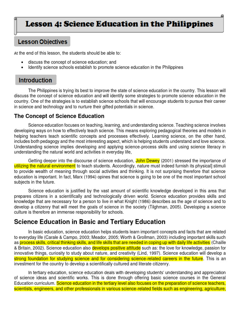 GEN7 - Lesson 4 (Science Education in the Philippines) | PDF