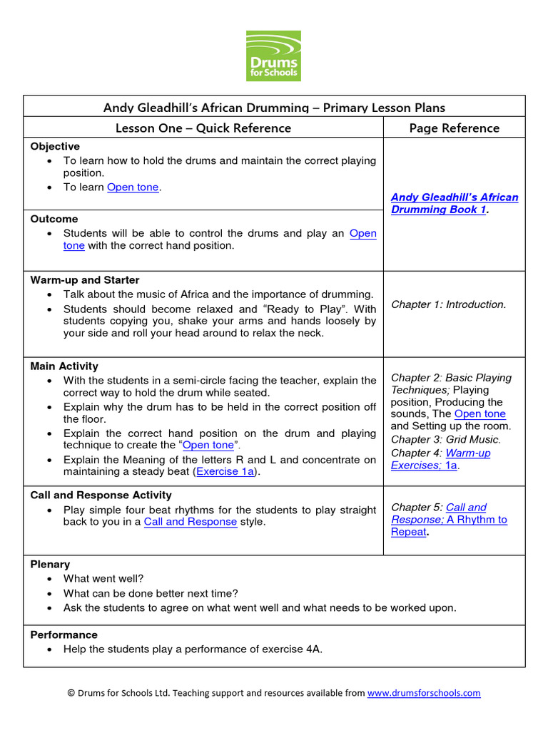 African Drumming Lesson Plans for Kids | PDF
